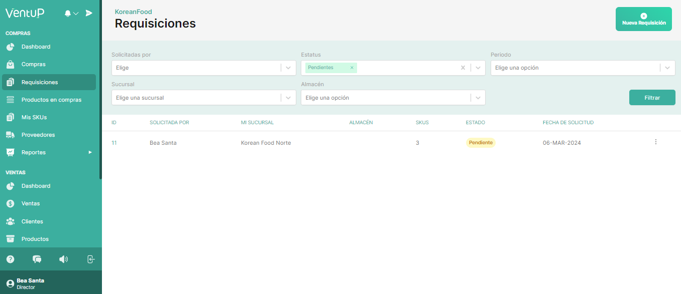 Convierte requisiciones en compras